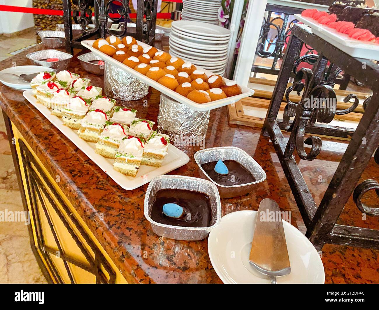 mouth-watering colorful desserts at the hotel for lunch. sweets for ...