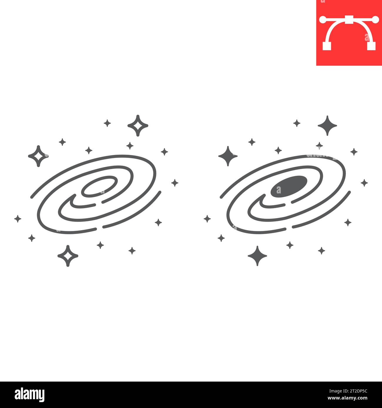 Galaxy line and glyph icon, cosmos and milky way, black hole vector ...