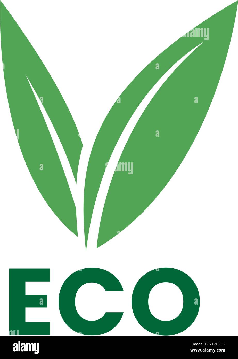 Green Eco Icon with V Shaped Leaves on a White Background Stock Vector ...