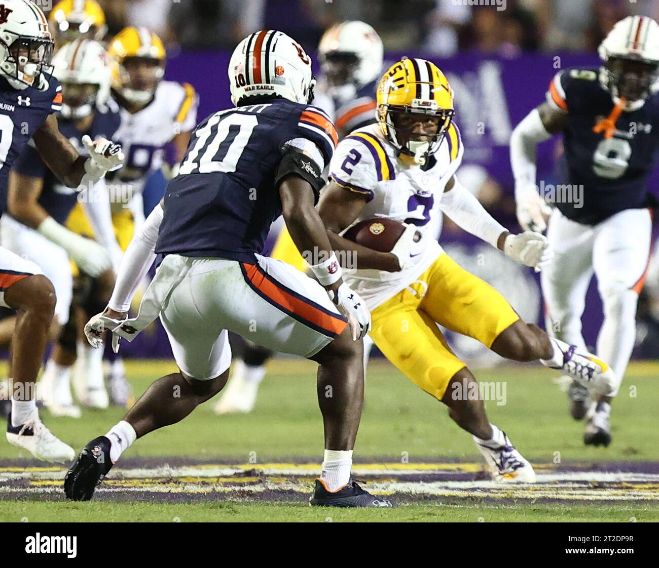 LSU Tigers wide receiver Kyren Lacy (2) tries to make a move on Auburn ...