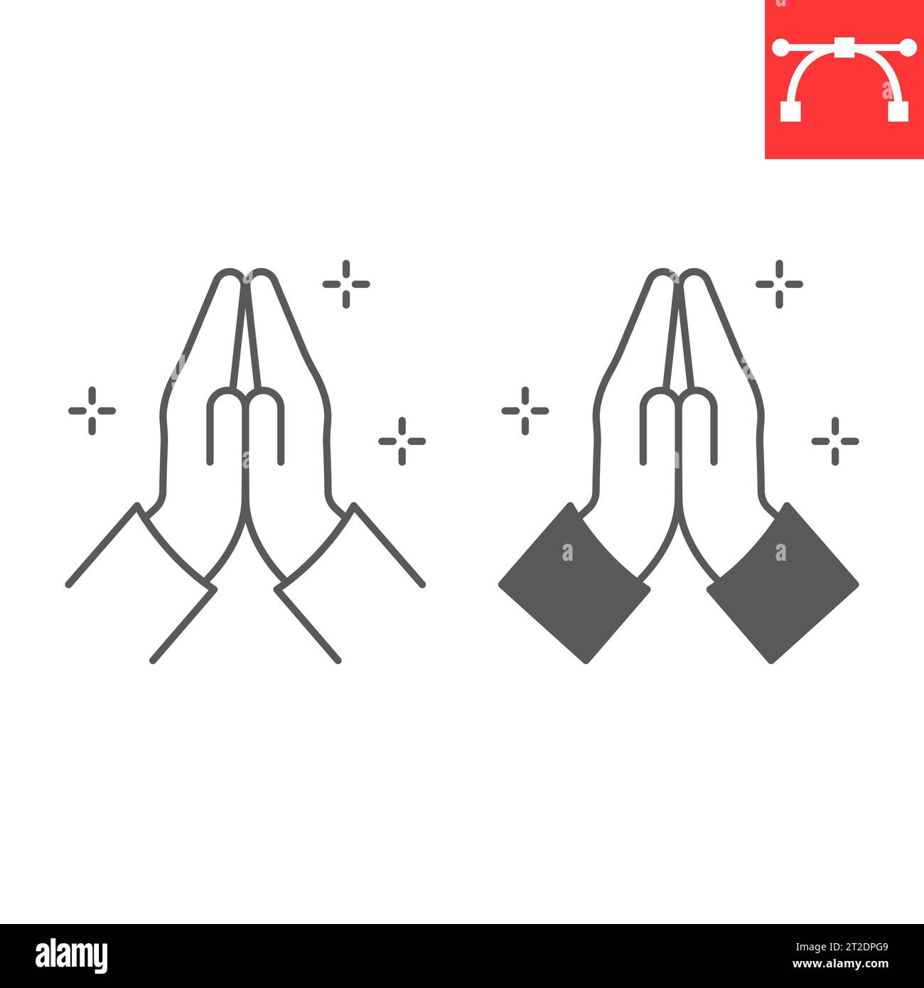 Folded hands line and glyph icon, grateful and gratitude, pray vector ...