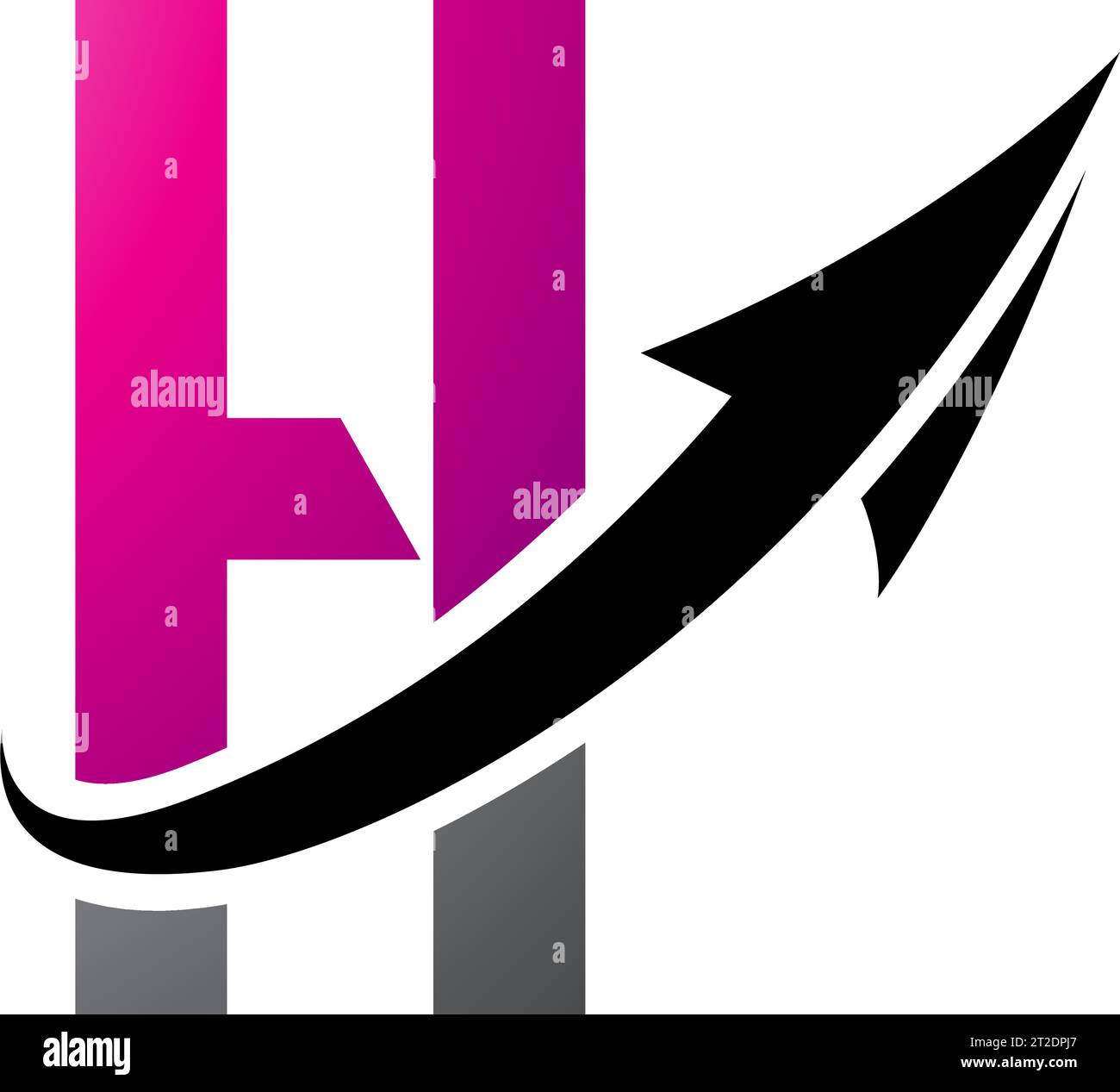 Magenta and Black Futuristic Letter H Icon with an Arrow on a White ...