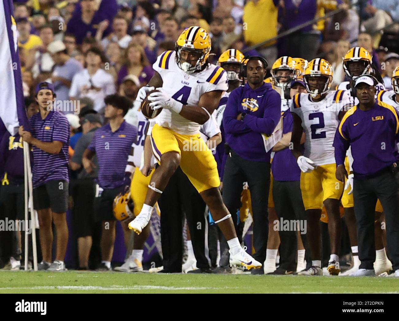 LSU Tigers running back John Emery Jr. (4) catches a pass during a ...