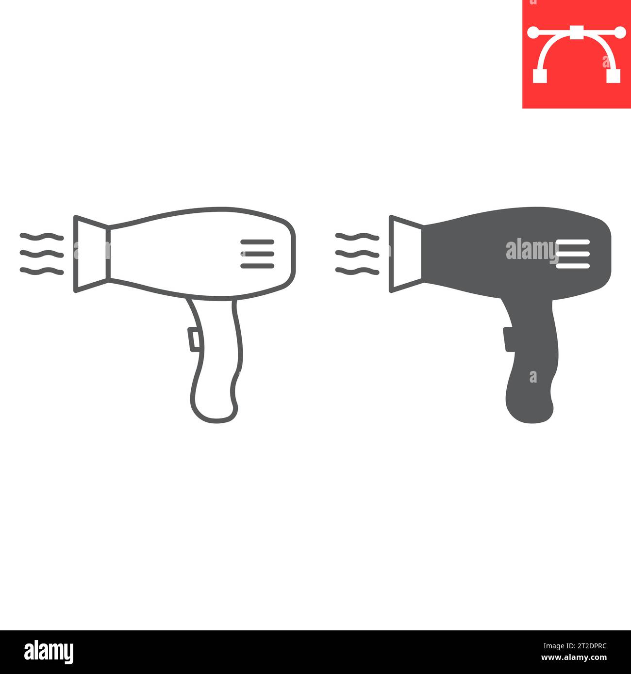 Hair dryer line and glyph icon, appliance and blow dryer, hairdryer ...