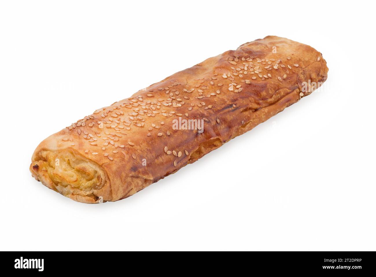Baking puff pastry with potatoes and sesame. Traditional Moldavian ...