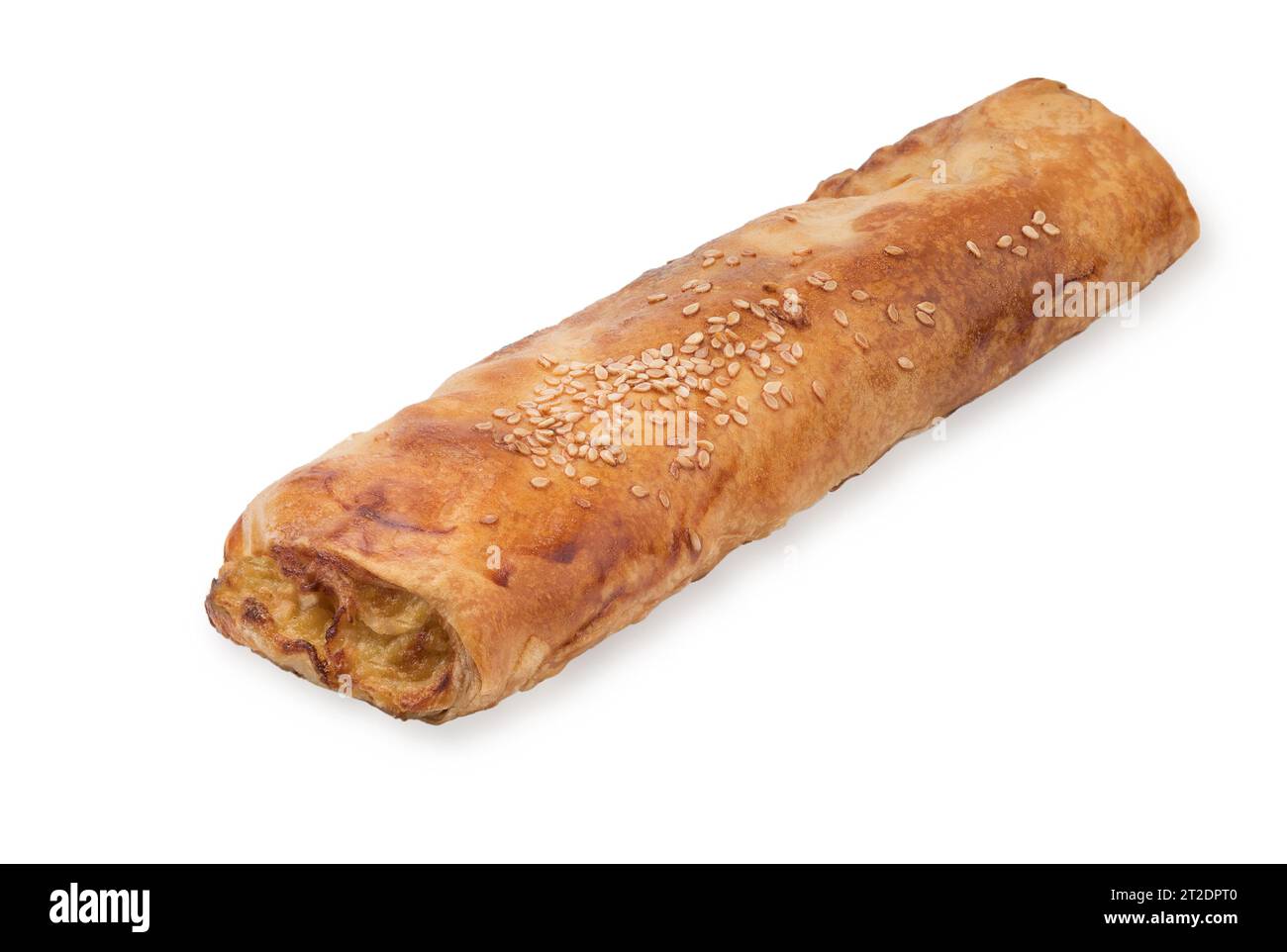 Baking puff pastry with potatoes and mushrooms. Traditional Moldavian ...