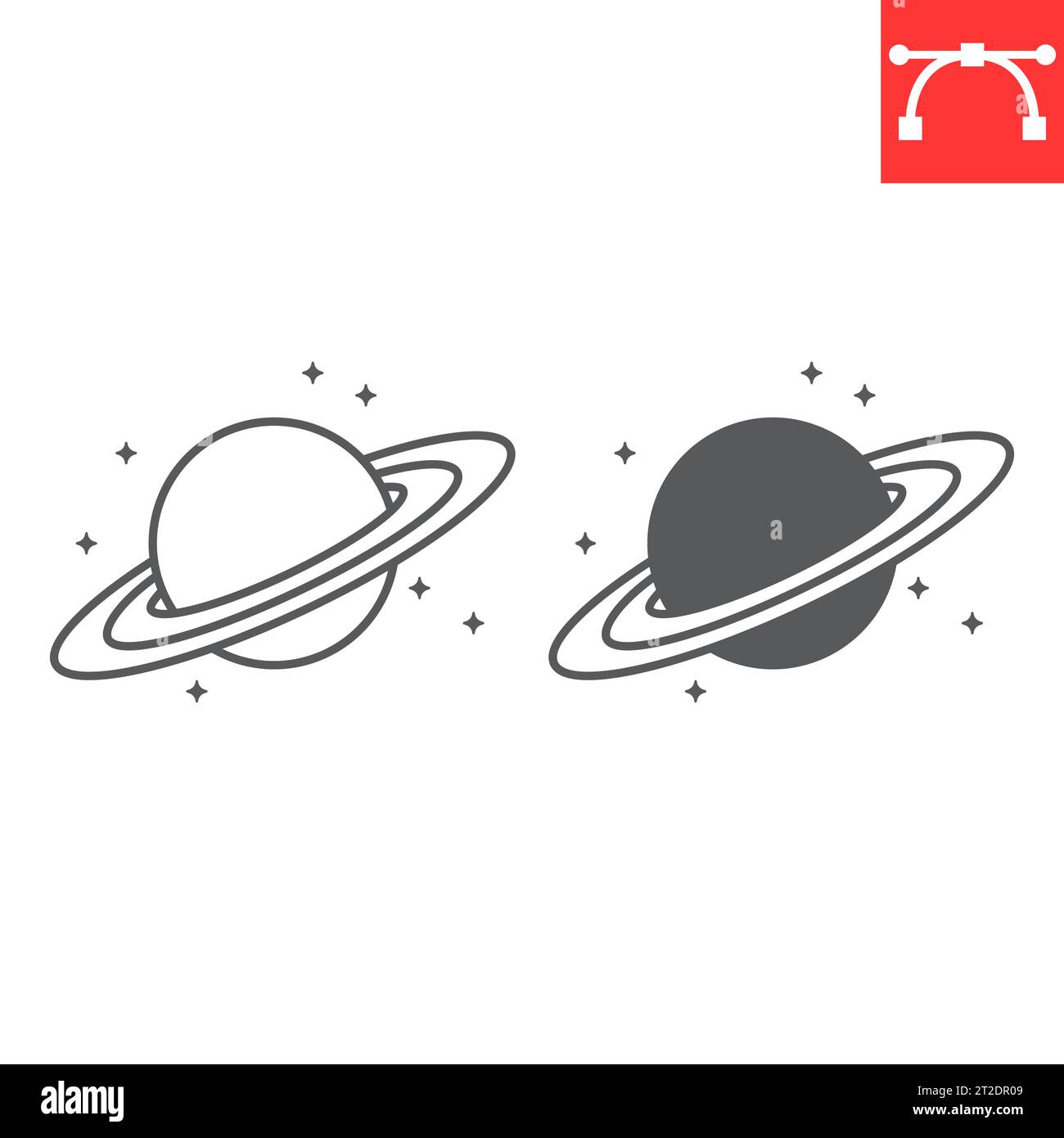 Saturn line and glyph icon, cosmos and planet, saturn vector icon ...