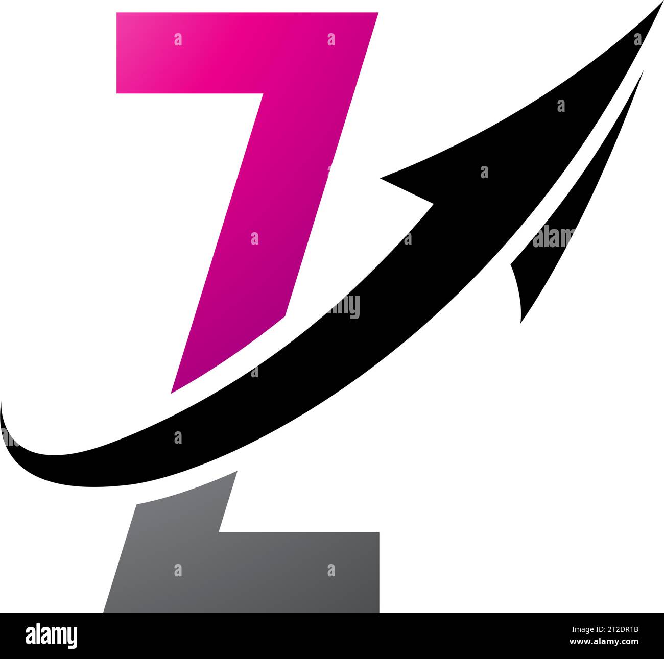 Magenta and Black Futuristic Letter Z Icon with an Arrow on a White ...