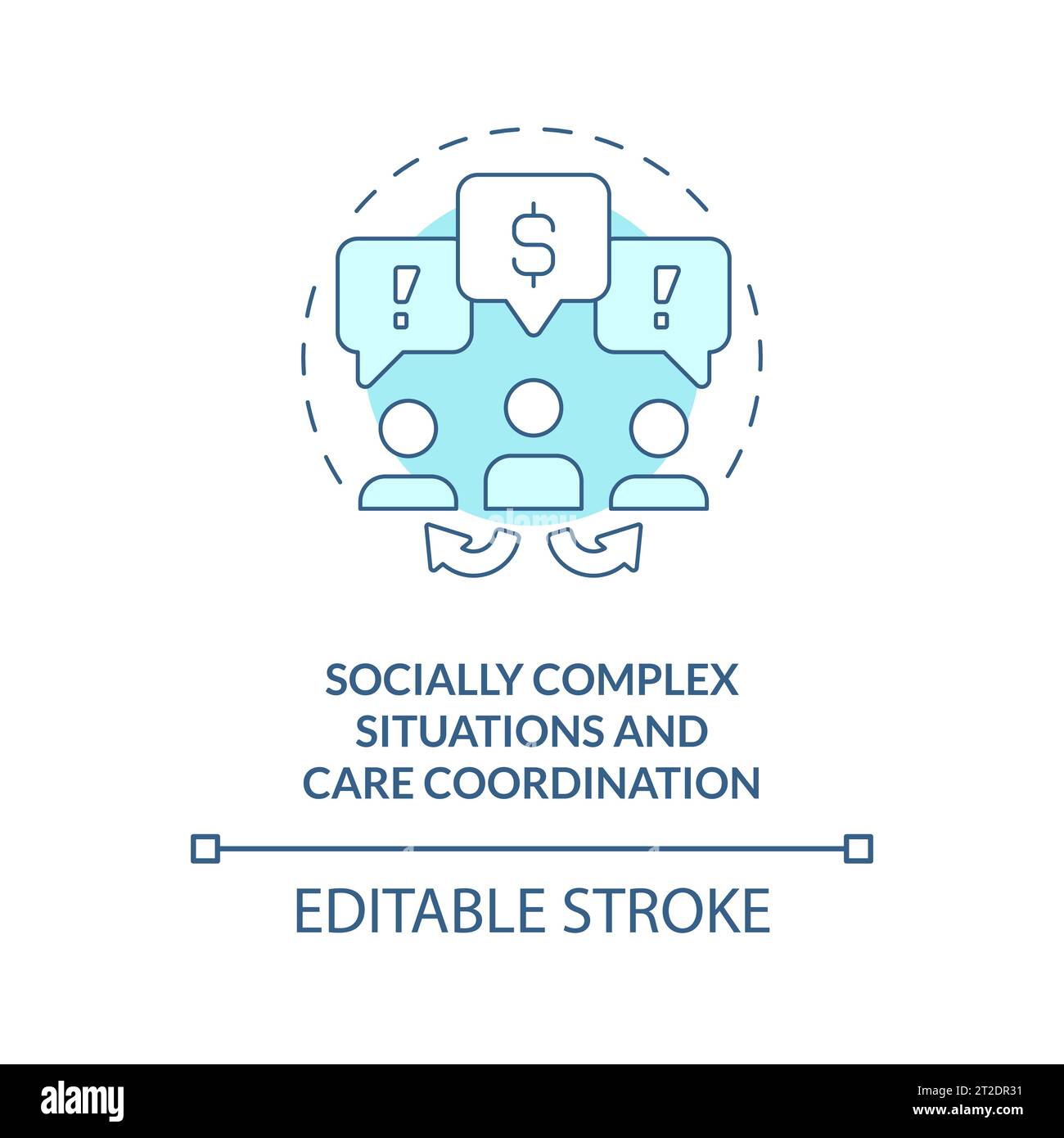 Line icon socially complex situations and care coordination Stock ...