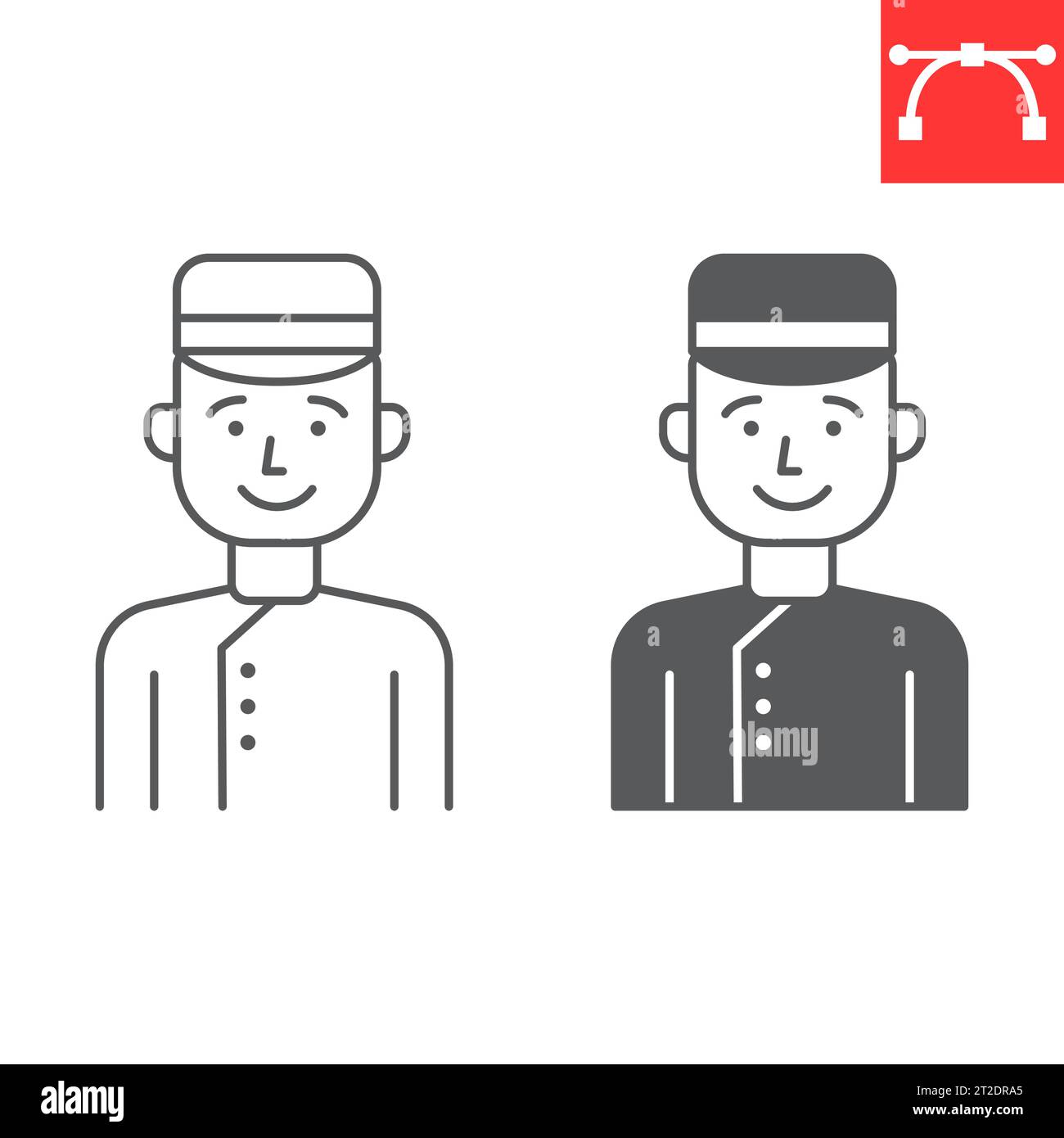 Bellboy line and glyph icon, uniform and hotel service, bellhop vector ...