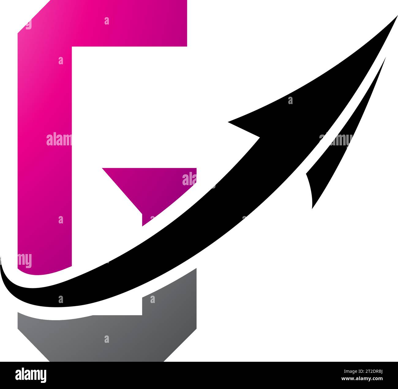 Magenta and Black Futuristic Letter G Icon with an Arrow on a White ...