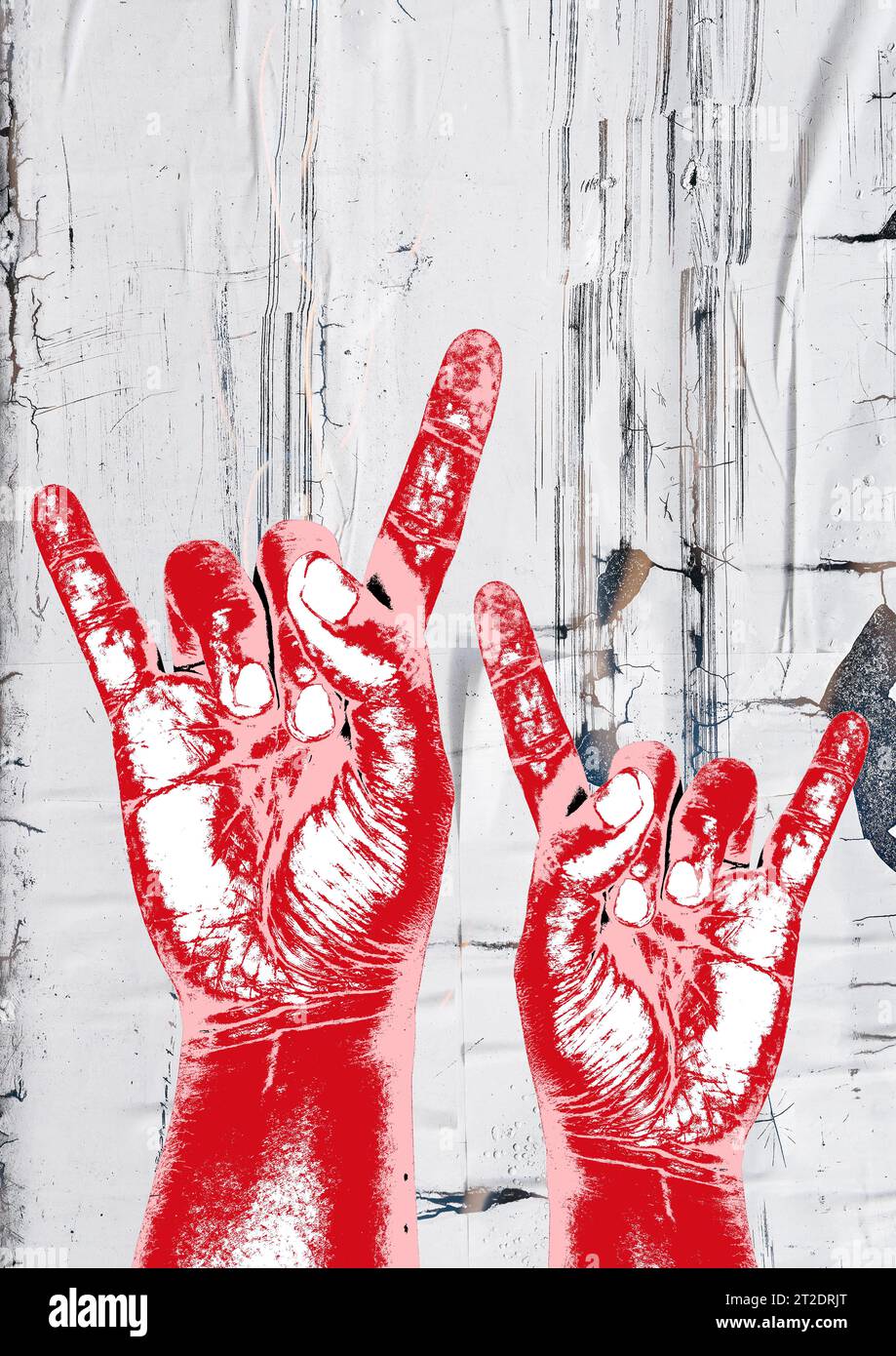 grunge poster background, metal hand sign art graphic design rock retro ...