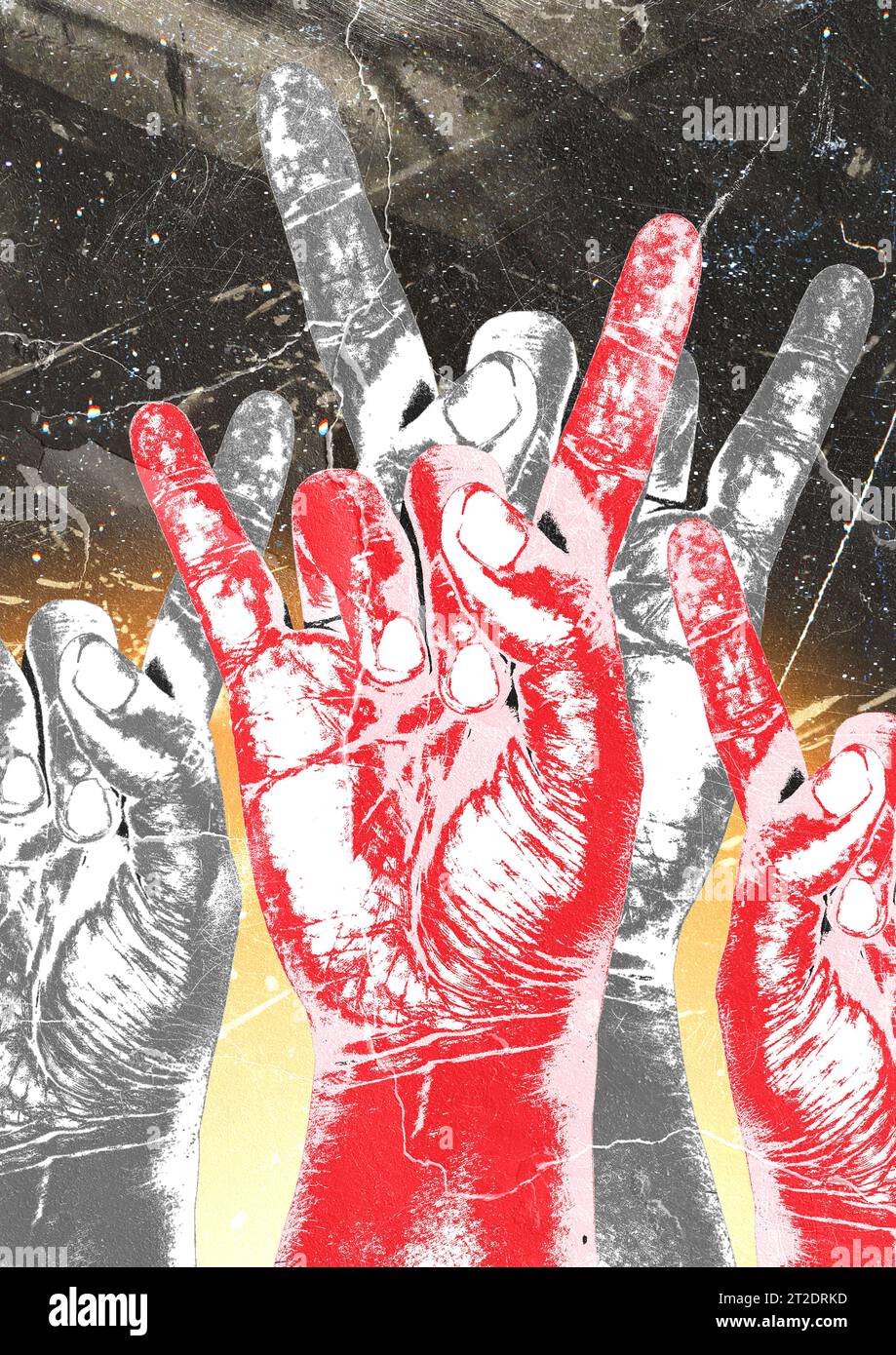 grunge poster background, metal hand sign art graphic design rock retro ...