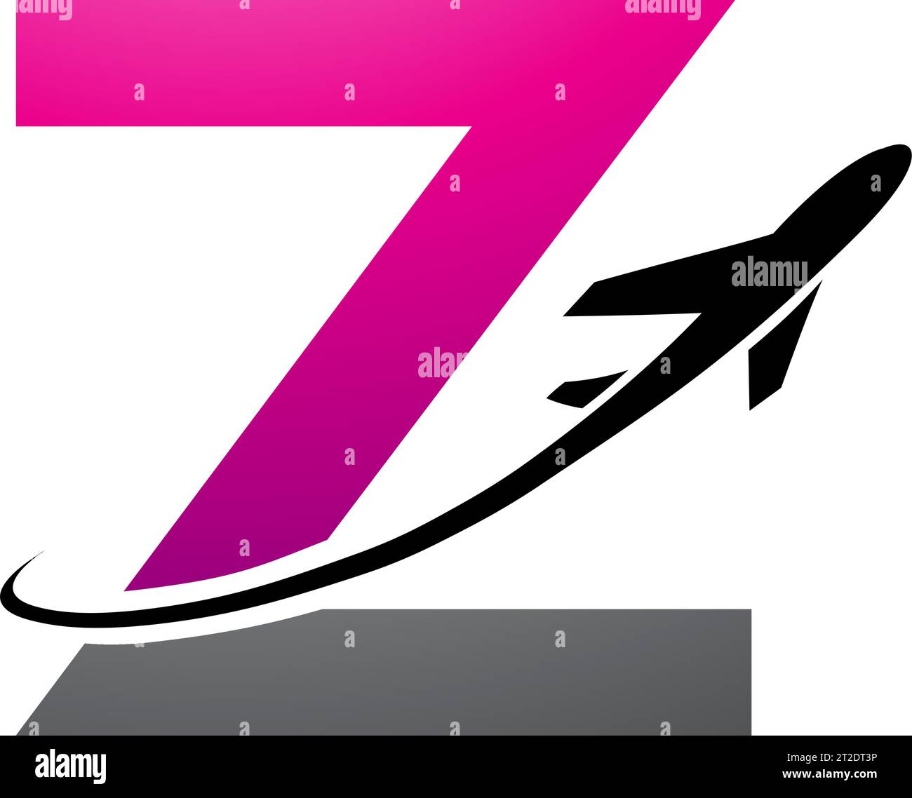 Magenta and Black Uppercase Letter Z Icon with an Airplane on a White ...