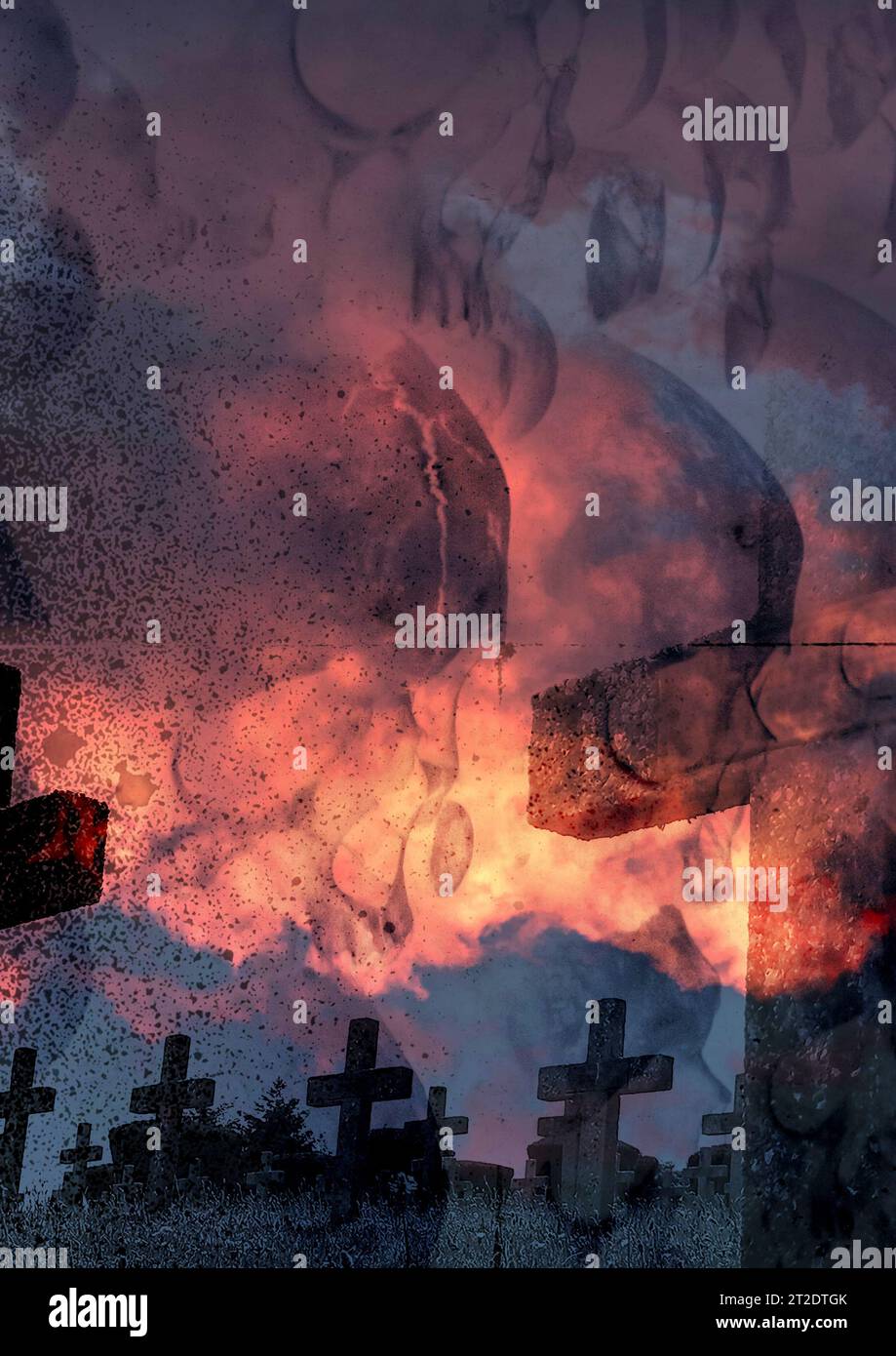 Skull wallpaper or background design, for halloween party or horror ...