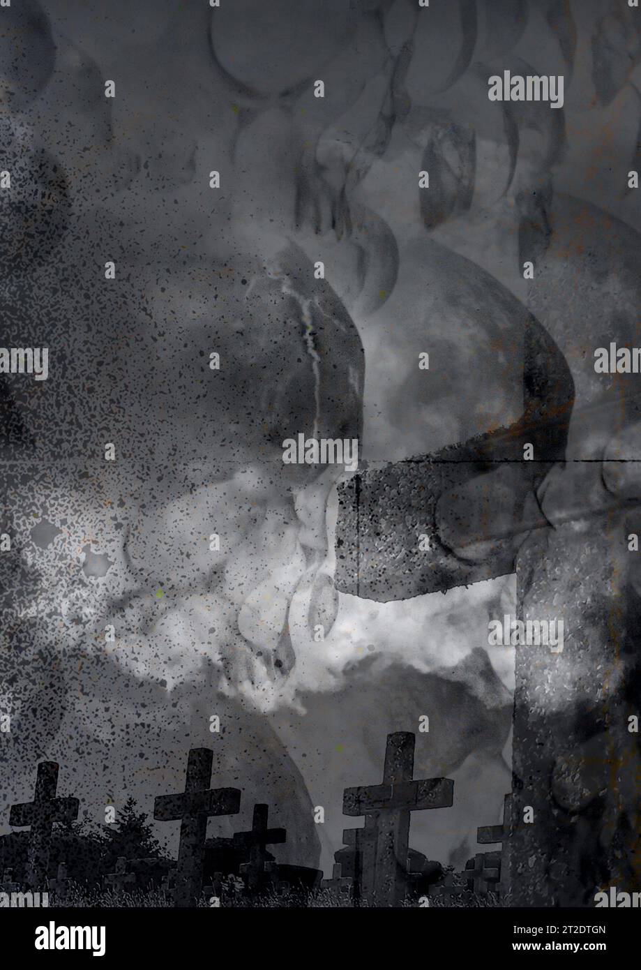 Skull wallpaper or background design, for halloween party or horror ...