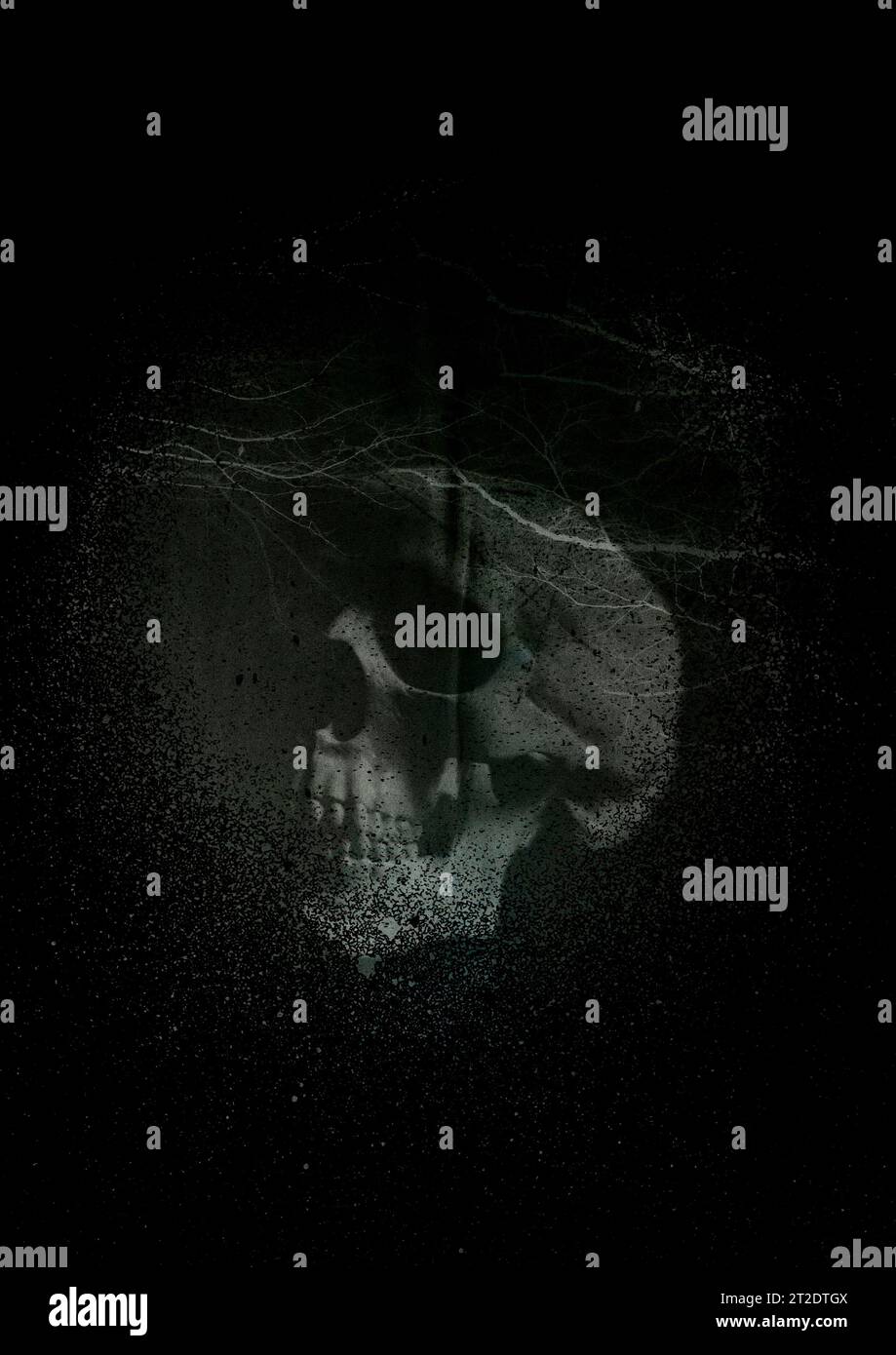 Skull wallpaper or background design, for halloween party or horror ...