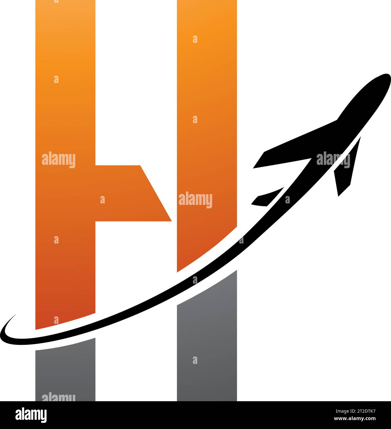 Orange and Black Futuristic Letter H Icon with an Airplane on a White ...