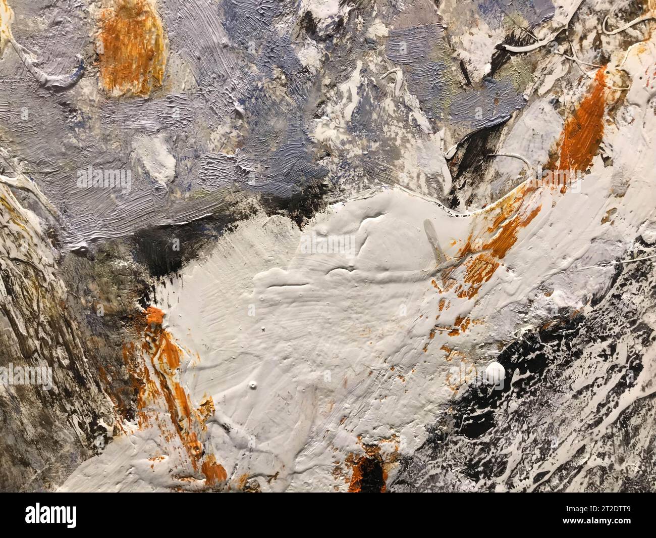 Contrast between light and dark colors gives this painting a stormy ...