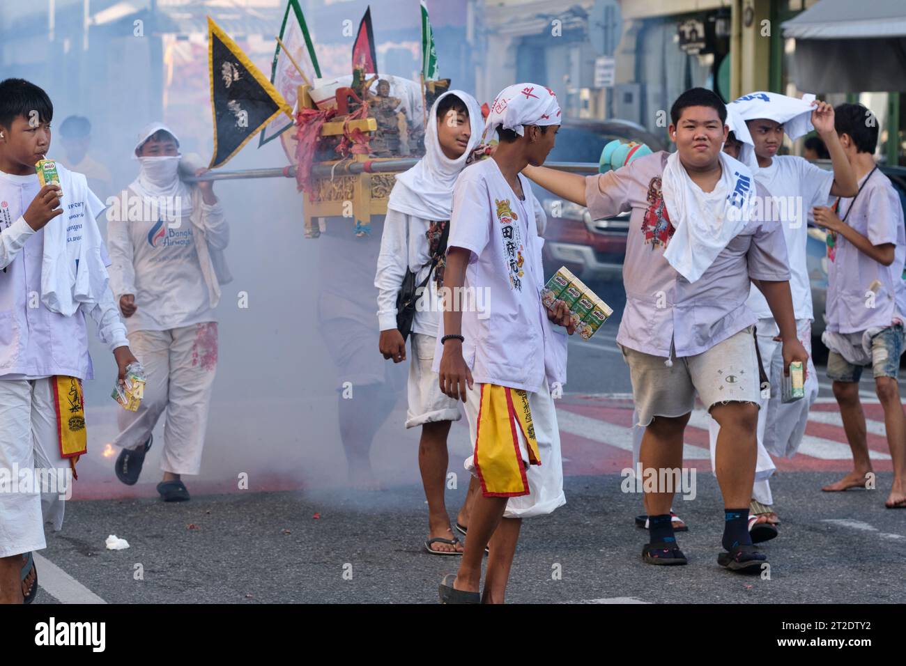 Palanquin bearers in a procession during the Vegetarian Festival (Nine ...
