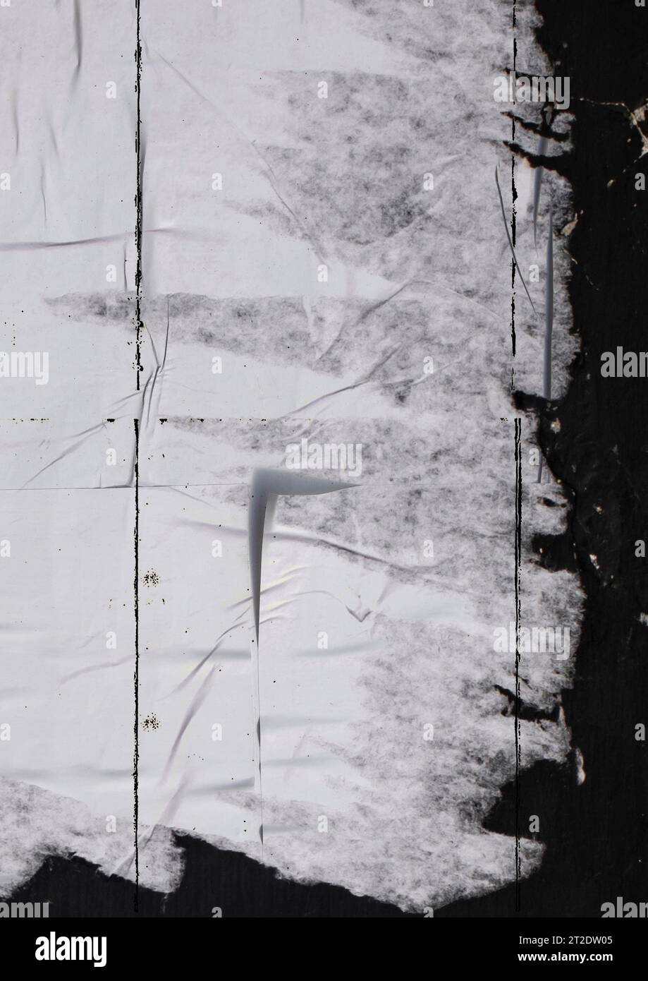 grunge folded paper on wall overlay effect, sticky scratch textures ...