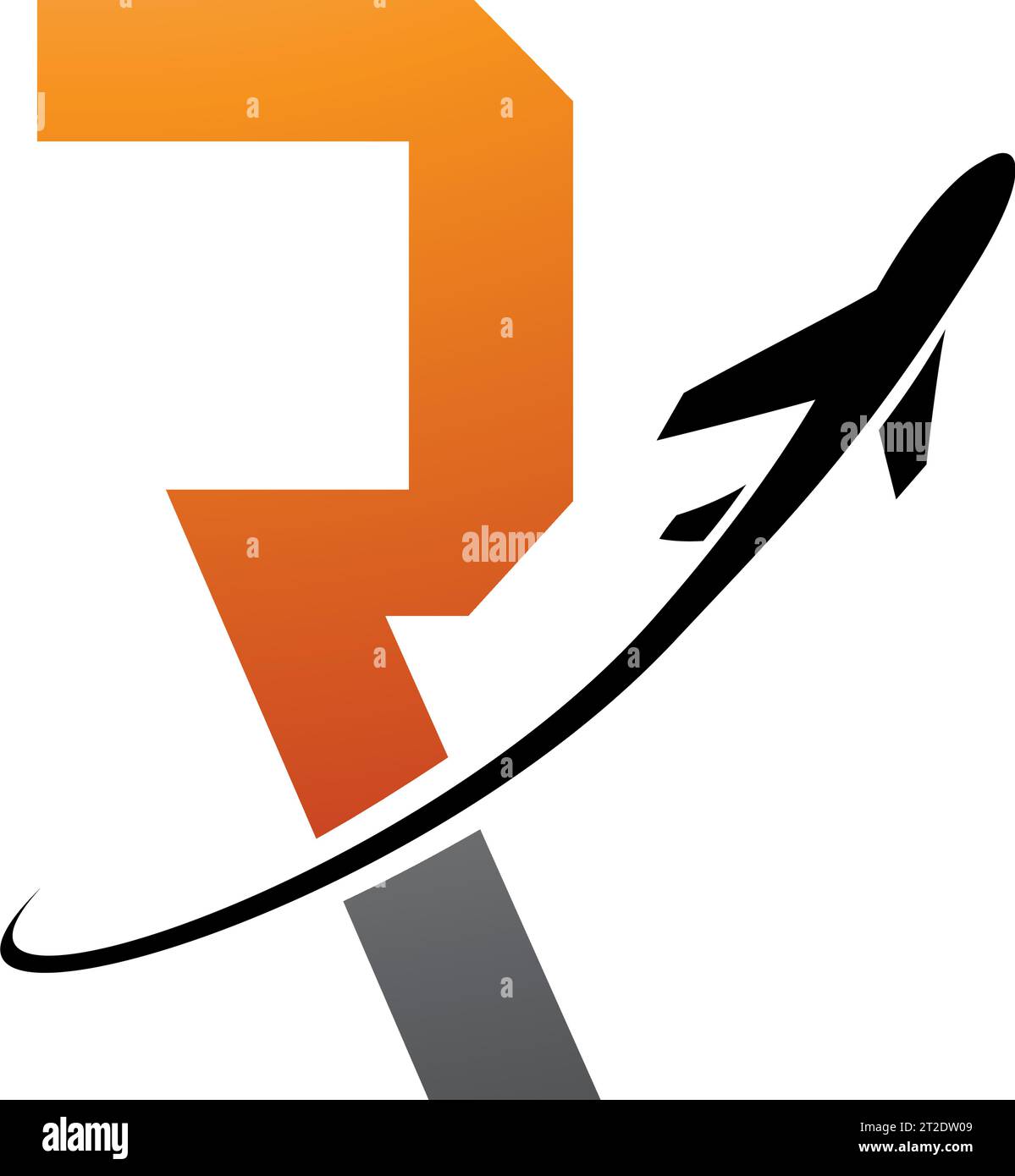 Orange and Black Futuristic Letter R Icon with an Airplane on a White ...