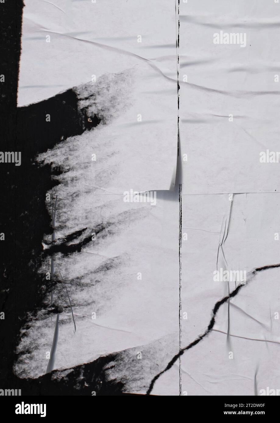 grunge folded paper on wall overlay effect, sticky scratch textures ...