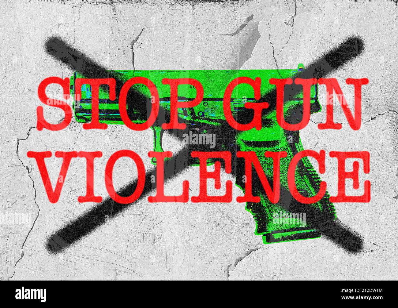 stop gun violence poster for no gun campaign, gun crossed for protester ...