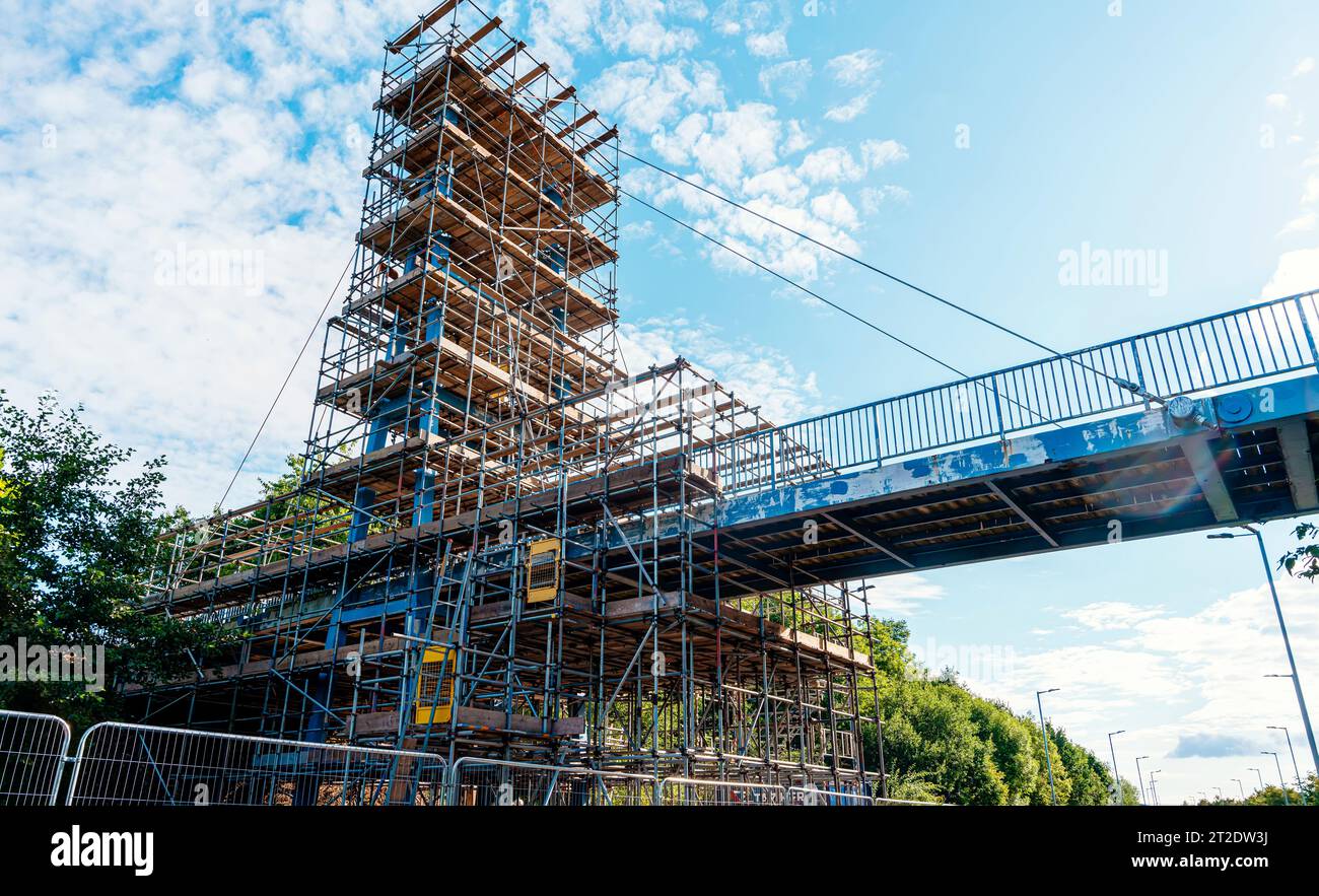 Scaffolding erected around bridge during repairing Stock Photo - Alamy