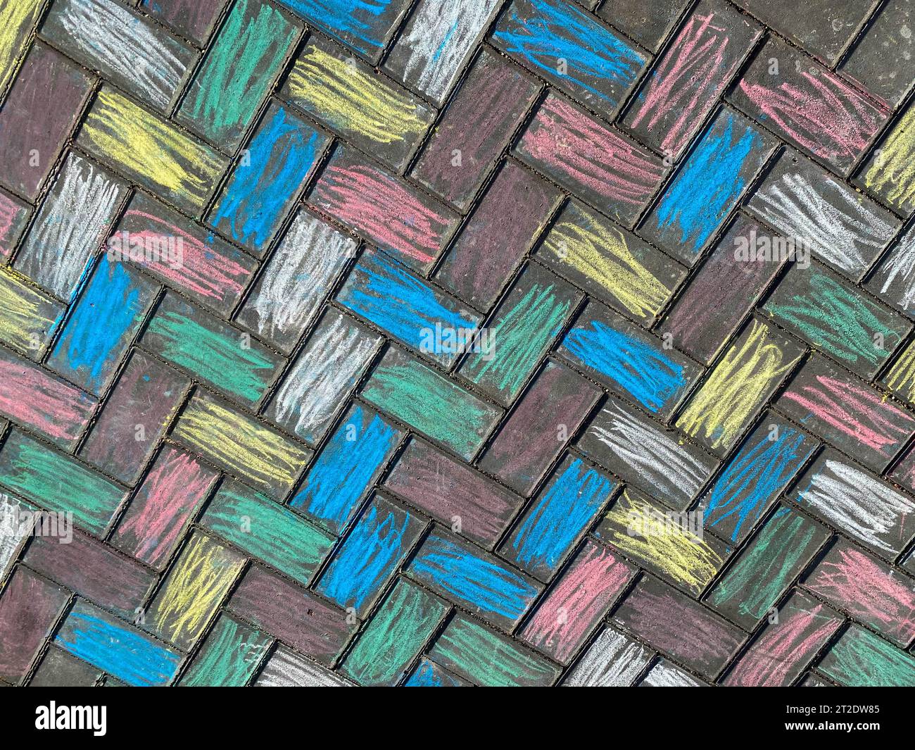 The texture of the floor surface of paving slabs, painted with bright ...