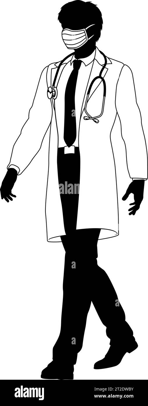 Doctor Man Medical Silhouette Healthcare Person Stock Vector Image ...