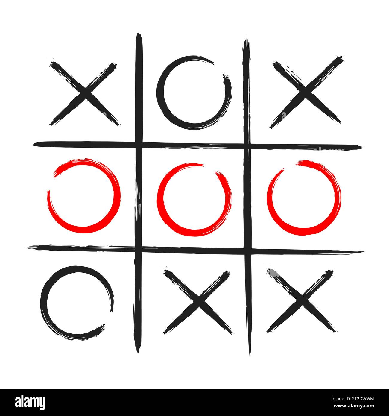 Tic tac toe xo game hand drawn grid doodle template vector illustration ...