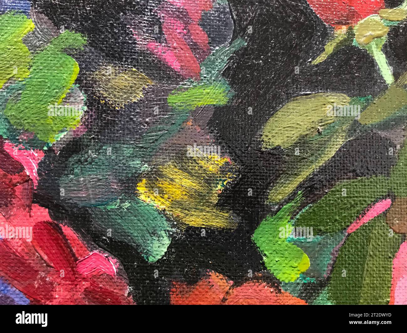 bright strokes of paint on a black background. paint texture. acrylic ...