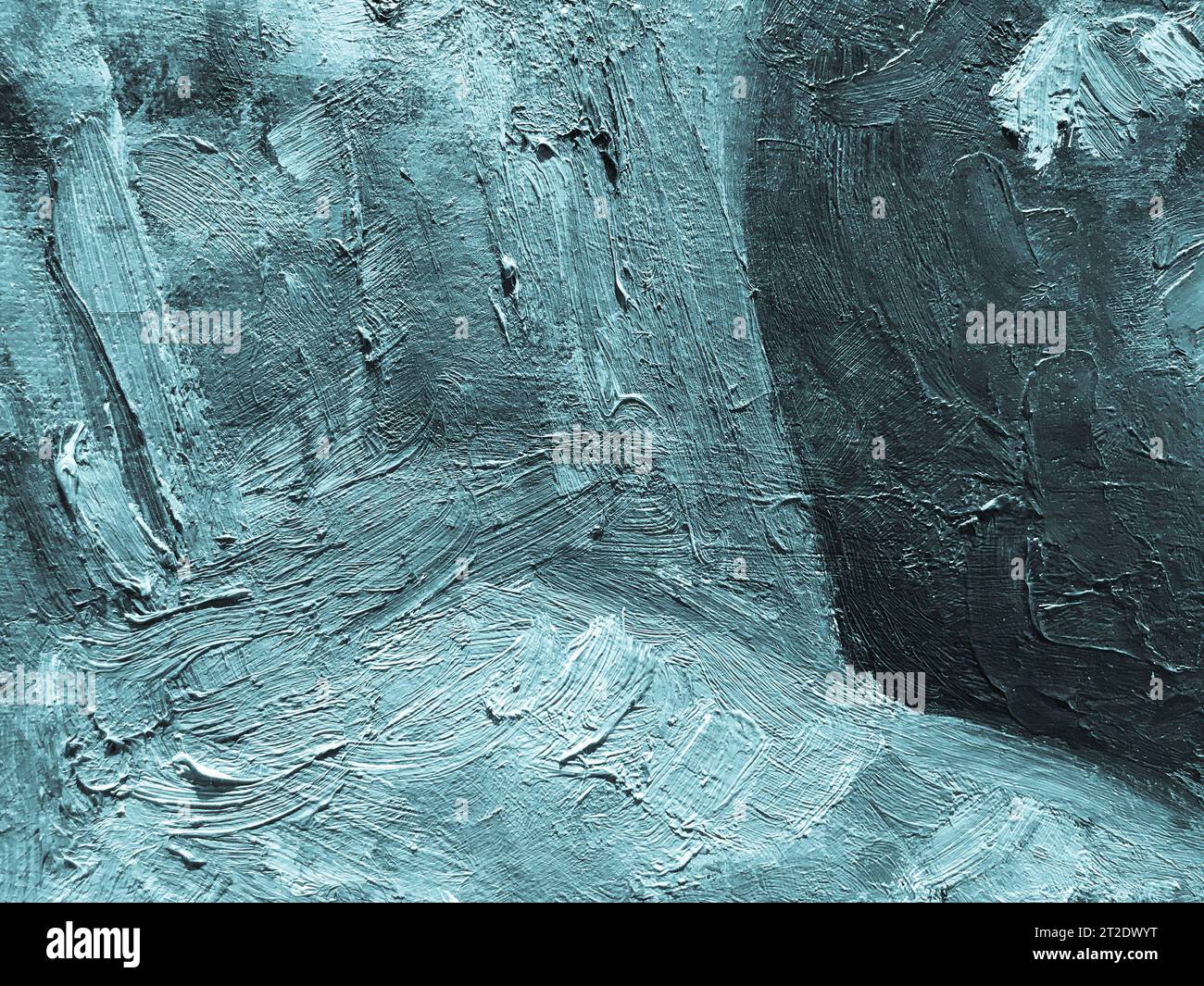 bright strokes of paint. acrylic strokes. blue paint texture with an ...