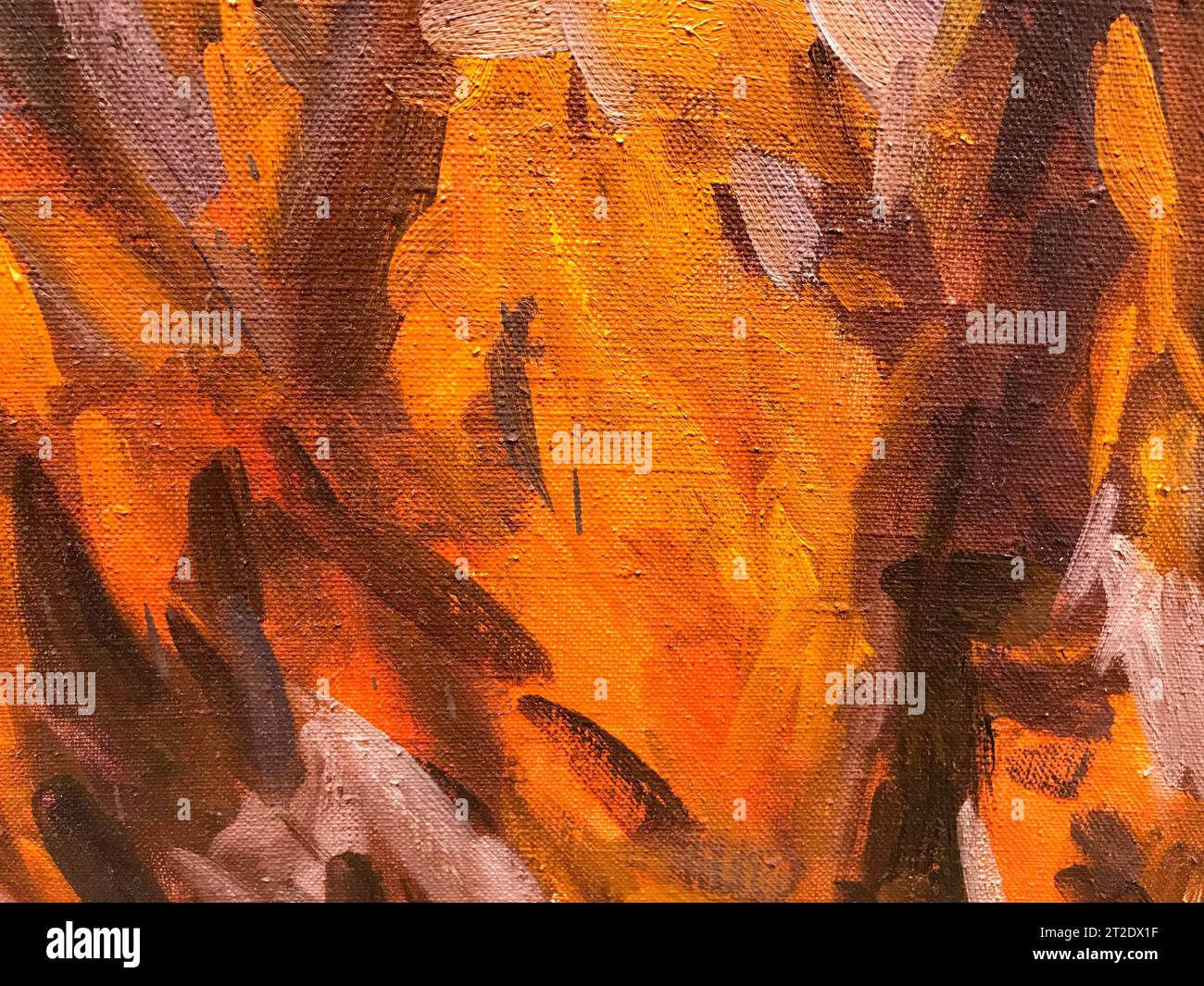 orange texture. finger painting on canvas. the creation of the artist ...