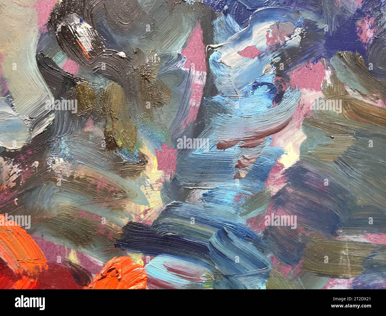 multi-colored, darkened texture. dark paint on canvas. palette, stains ...