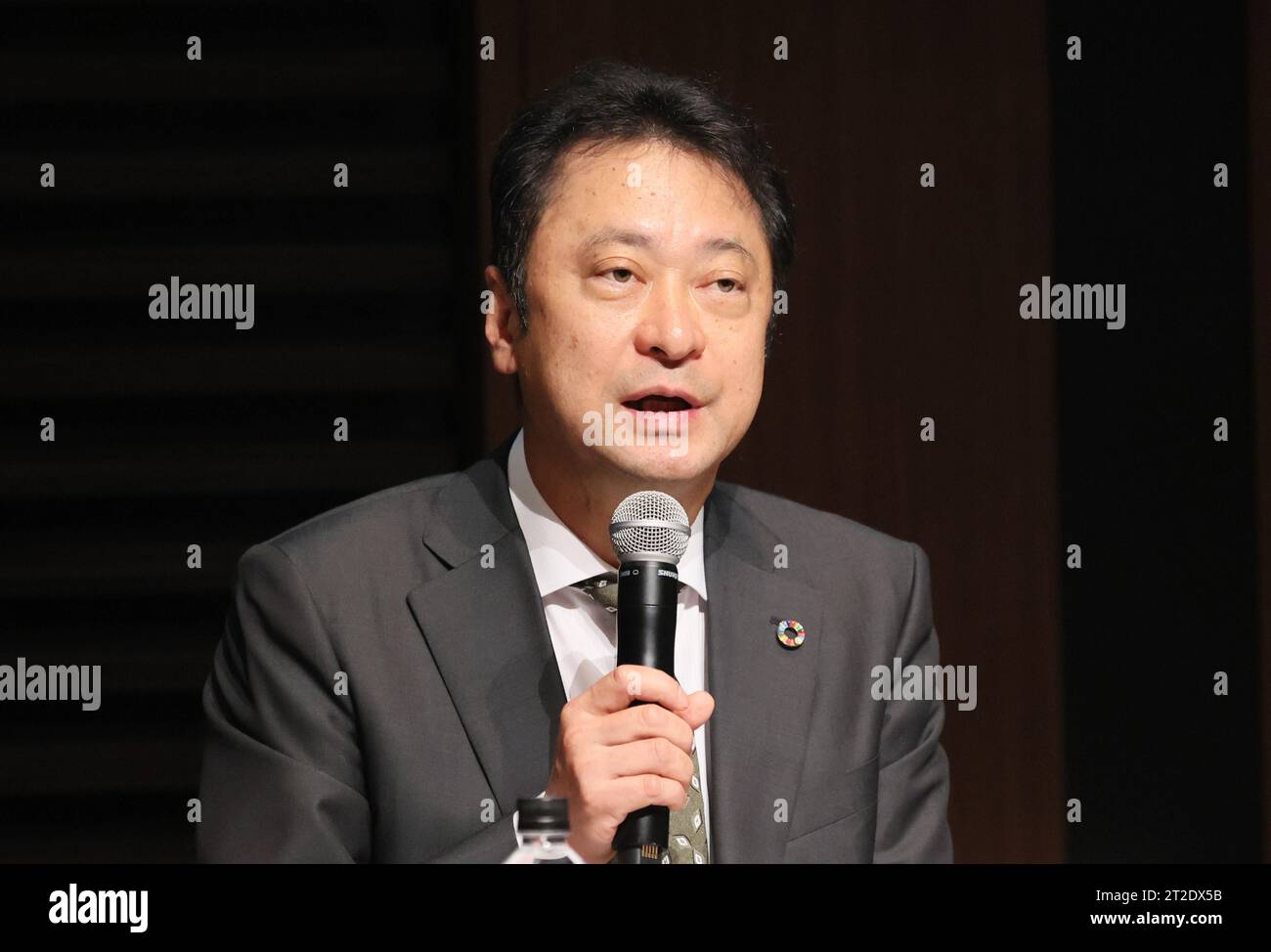 Tokyo, Japan. 19th Oct, 2023. Japan's telecommunication company Softbank president Junichi ...