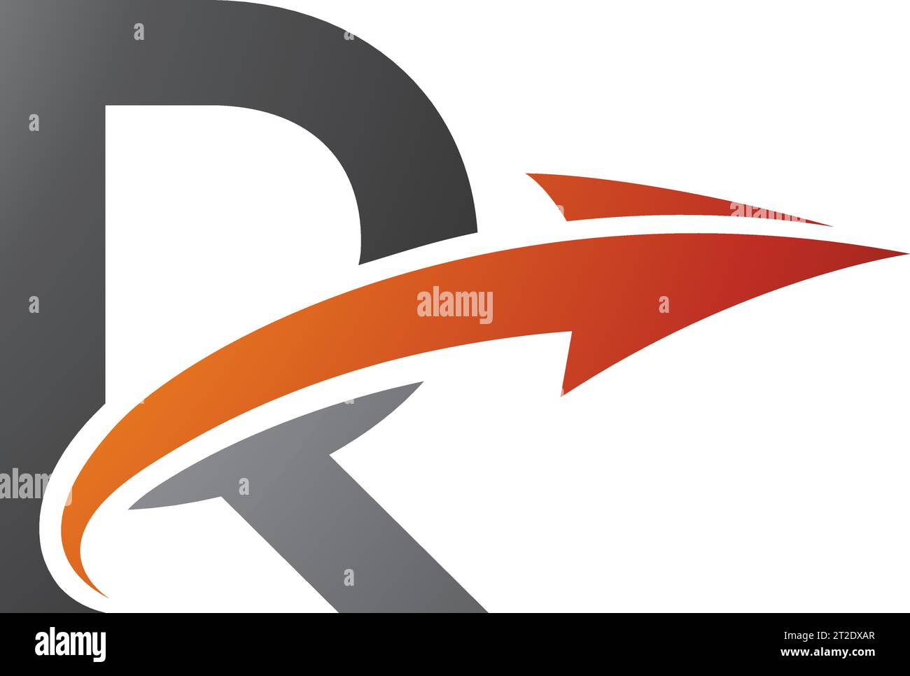 Orange and Black Uppercase Letter R Icon with an Arrow on a White ...