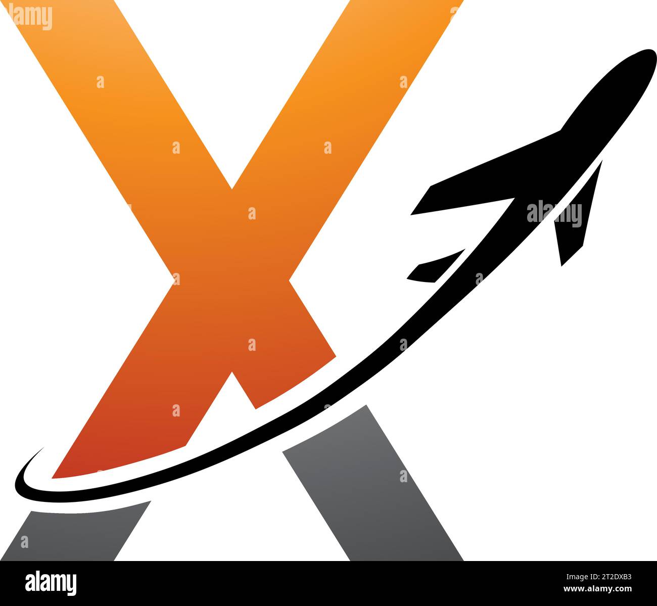 Orange and Black Uppercase Letter X Icon with an Airplane on a White ...