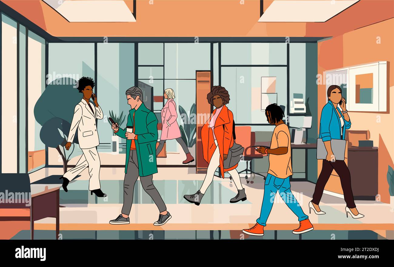 Woman walking office reception lobby hi-res stock photography and ...