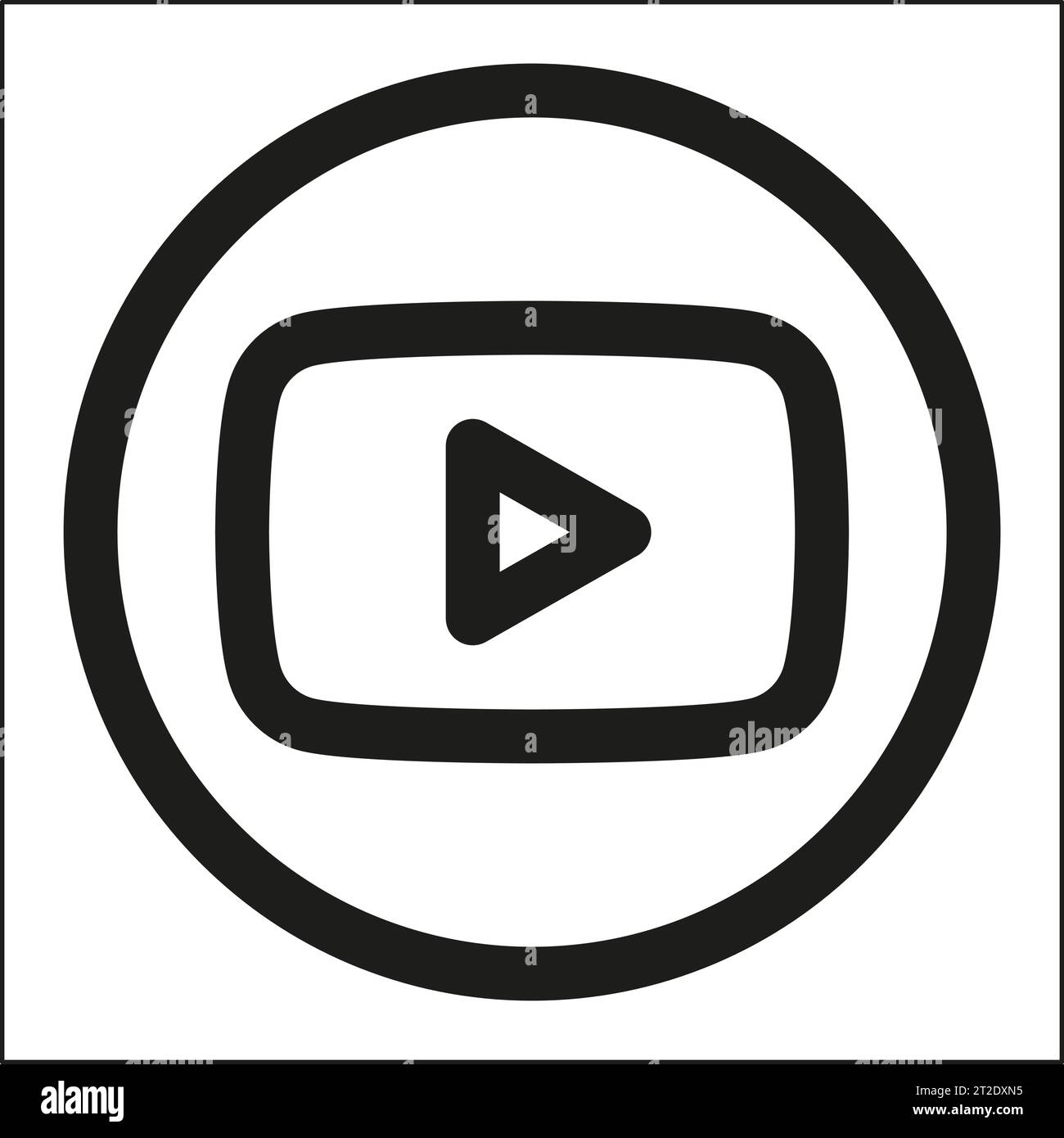 Youtube social media app thin line icon. Square shape vector ...