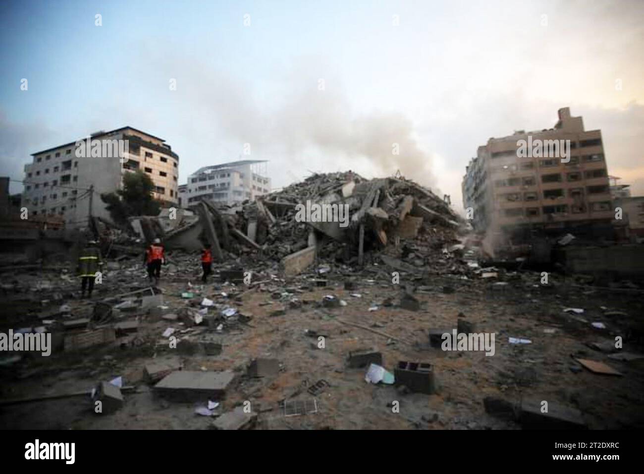 Israeli aircraft destroyed the 14-storey Watan Tower, which included a ...