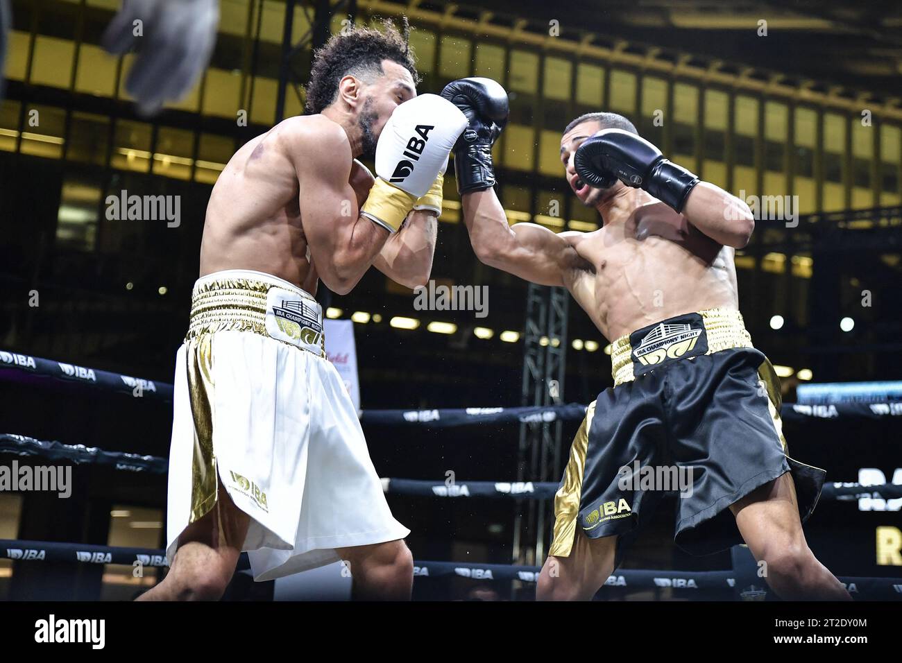 Paris, France. 18th Oct, 2023. French boxer Sofiane Oumiha (L) competes ...