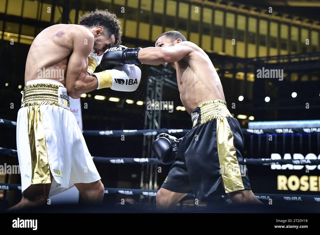 Paris, France. 18th Oct, 2023. French boxer Sofiane Oumiha (L) competes ...