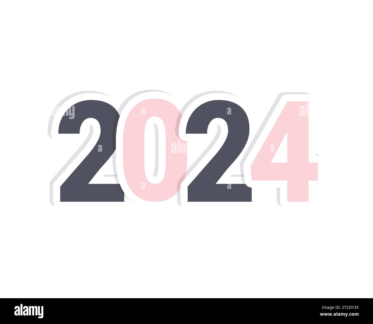 2024 sticker with pink and gray numbers, element for design for New ...