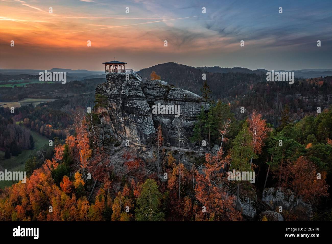 Jetrichovice, Czech Republic - Aerial view of Mariina Vyhlidka (Mary's ...