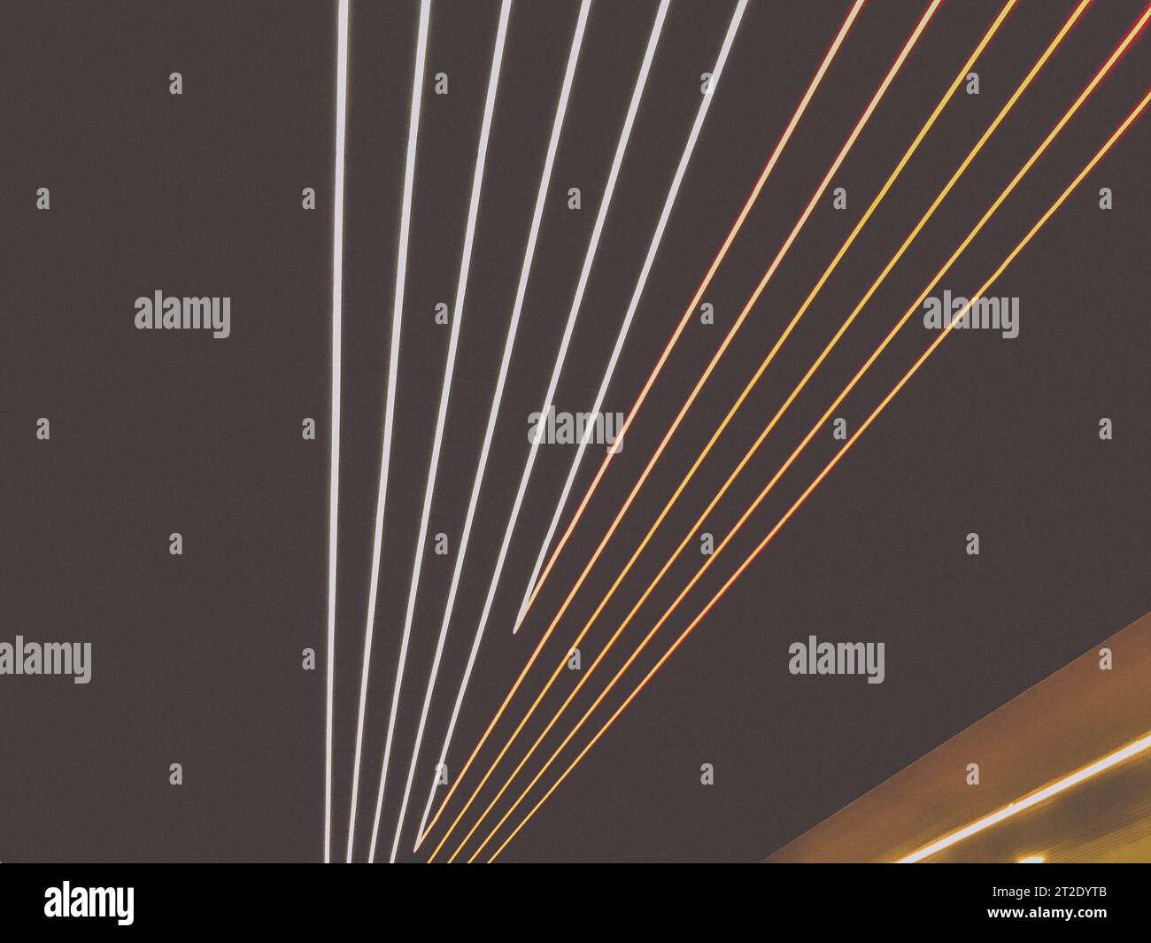 bright strips of LEDs on the ceiling. blue and white stripes ...