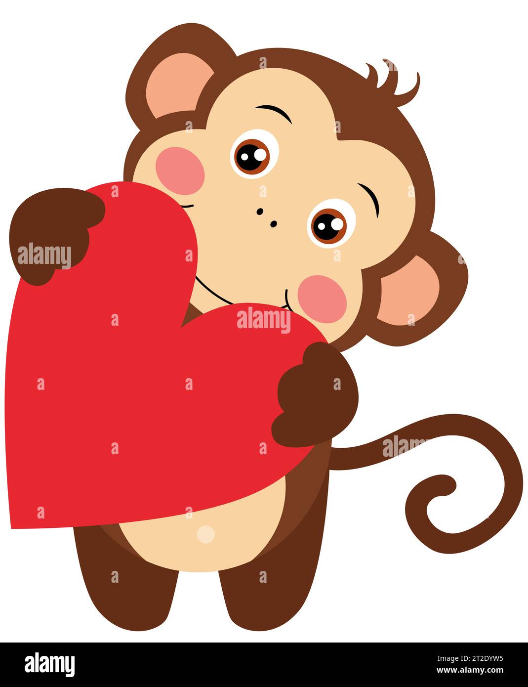 Cute happy monkey holding a heart Stock Photo - Alamy