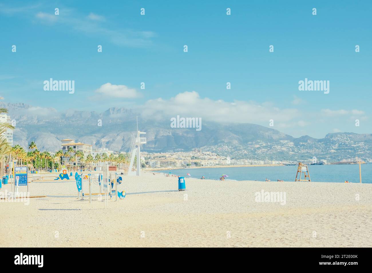 Albir seaside beach, Mediterranean sea and moutain view. Albir is small ...