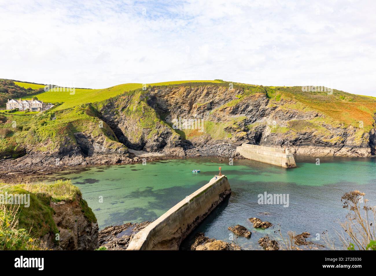 Sept 2023, Port Isaac Cornwall view of the picturesque harbour and ...